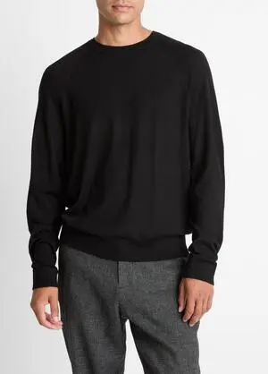 Vince Featherweight Wool-cashmere Crew Neck Sweater - Black
