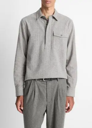 Vince Herringbone Cotton Popover Shirt