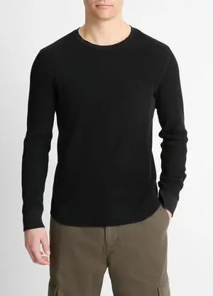 Vince Pima Cotton-blend Thermal Long-sleeve Pullover - Black