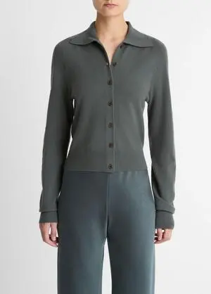Vince Wool & Cashmere-blend Polo Cardigan - Malachite