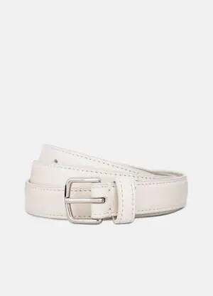Vince 20mm Stitched Leather Belt - Milk