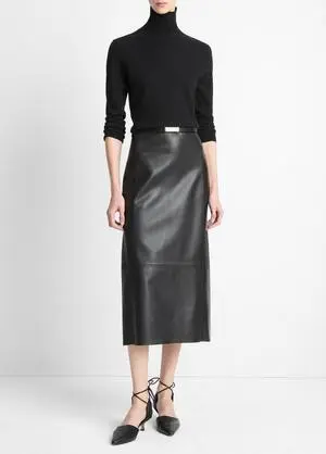 Vince Leather Straight Skirt