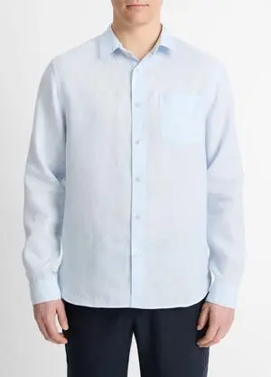 Vince Linen Long-sleeve Shirt - Glacier