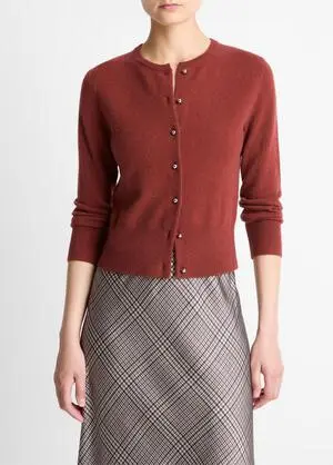 Vince Button Detailed Wool & Cashmere-blend Cardigan - Siena