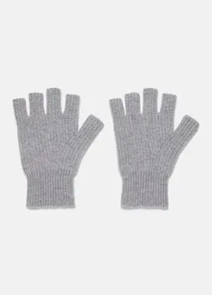 Vince Rib-knit Fingerless Gloves - Grey