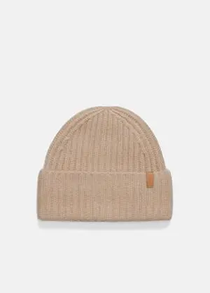 Vince Plush Cashmere Ribbed Beanie - Camel