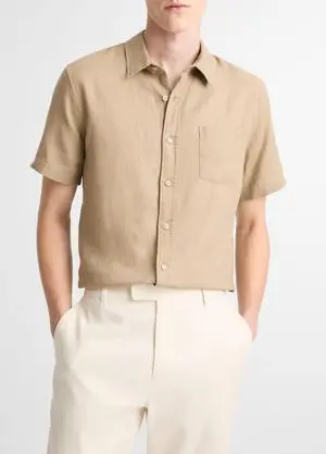 Vince Linen Short-sleeve Shirt - Teak