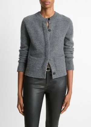 Vince Plush Cashmere Shrunken Cardigan - Heather Graphite