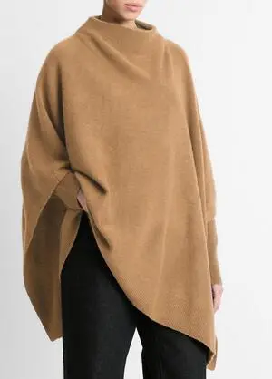Vince Merino Wool-cashmere Funnel-neck Poncho - Biscotti