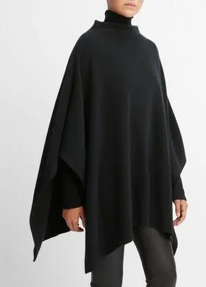 Vince Merino Wool-cashmere Funnel-neck Poncho - Black