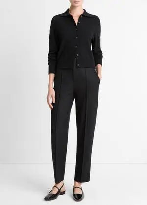 Vince Italian Wool-blend High-waist Carrot-leg Trouser - Black