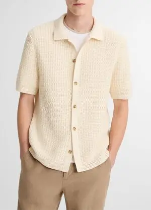 Vince Cotton Crochet Button-front Shirt - Bone