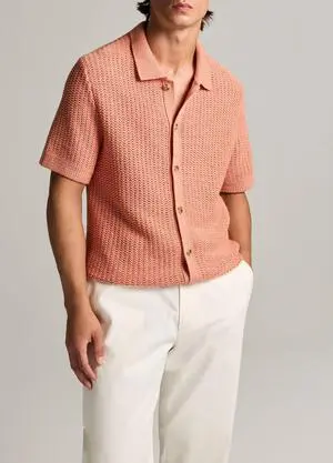 Vince Cotton Crochet Button-front Shirt - Sunset Peak