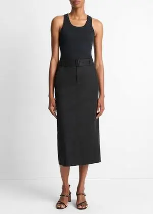 Vince Cotton Trench Pencil Skirt - Black