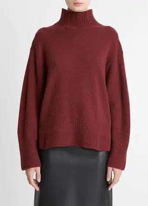 Vince Wool-cashmere Side-slit Turtleneck Sweater - Bordeaux
