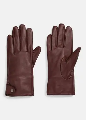 Vince Cashmere-Lined Leather Snap Gloves Fig