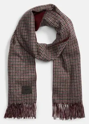 Vince Micro-houndstooth Cashmere Scarf - Bordeaux