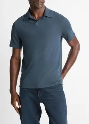 Vince Cotton Johnny-collar Polo Shirt - Clear Lake