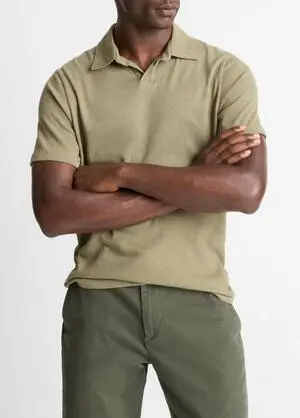 Vince Cotton Johnny-collar Polo Shirt - Sage