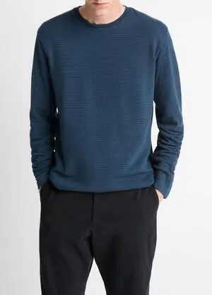 Vince Striped Double-knit Pima Cotton Long-sleeve T-shirt - Clear Lake/rapids