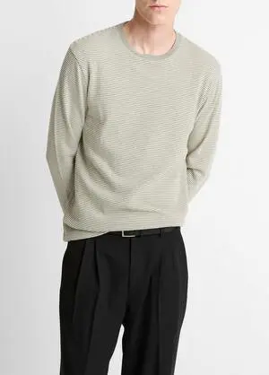 Vince Striped Double-knit Pima Cotton Long-sleeve T-shirt - Meadowlark/sycamore