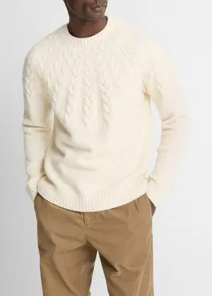 Vince Airspun Merino Wool Cable-yoke Sweater