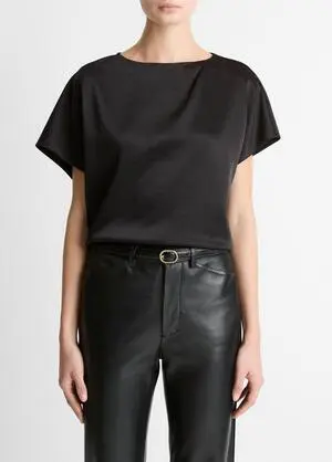 Vince Draped Satin Dolman-sleeve Blouse - Black