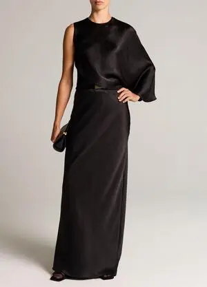 Vince Satin Bias Column Skirt - Black