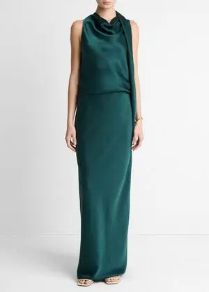 Vince Satin Bias Column Skirt - Juniper