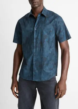 Vince Dyed Camouflage Cotton Short-sleeve Button-front Shirt