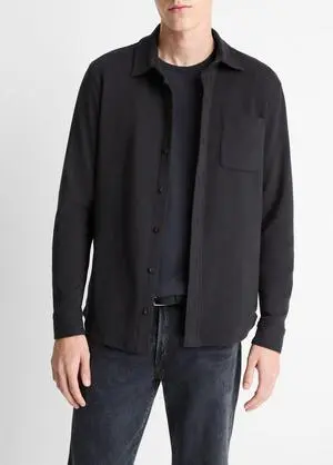 Vince Knit Cotton-blend Button-front Shirt - Black