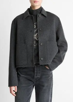 Vince Cropped Wool & Cashmere-blend Jacket - Charcoal