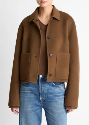 Vince Cropped Wool & Cashmere-blend Jacket - Hazelnut
