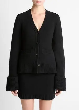 Vince Double-face Wool & Cashmere Blend Cardigan - Black
