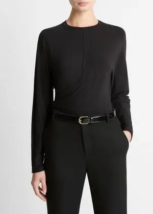 Vince Long-sleeve Draped T-shirt - Black