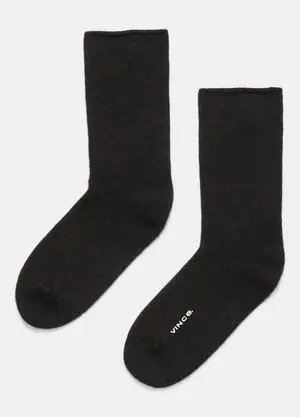 Vince Cashmere Jersey Short Sock - Black