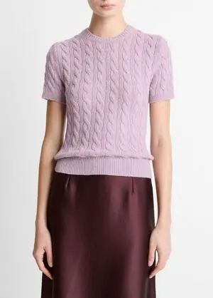 Vince Cable Knit Wool & Cashmere-blend Short-sleeve Sweater - Amethyst