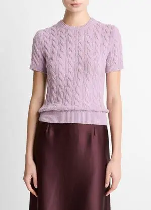 Vince Cable Knit Wool & Cashmere-blend Short-sleeve Sweater - Amethyst