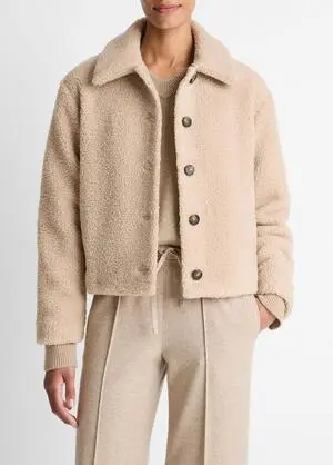 Vince Collared Sherpa Jacket - Marzipan
