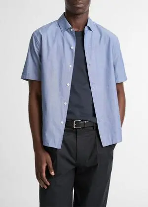 Vince Cotton Short-sleeve Button-front Shirt - Indigo