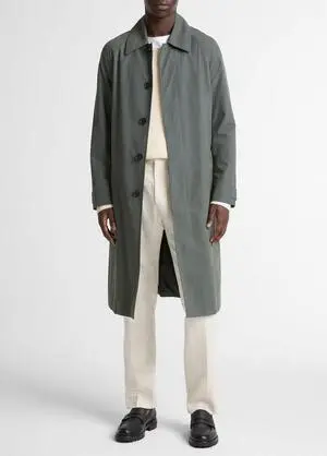 Vince Single-breasted Trench Coat In Cotton-blend - Slate