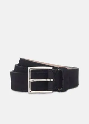 Vince 32mm Nubuck Leather Belt - Black/palladium