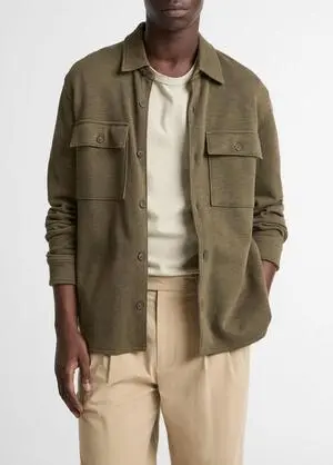 Vince Double-slub Cotton-blend Shirt Jacket - Moss