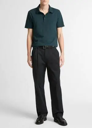 Vince Louie Relaxed Stretch-cotton Double-pleated Trousers - Black