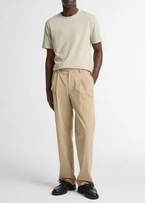 Vince Louie Relaxed Stretch-cotton Double-pleated Trousers - Teak