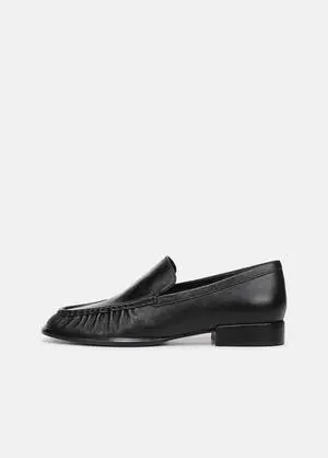 Vince Nora Leather Loafers With Ruched Detailing - Black