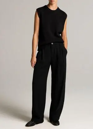 Vince Drop-waist Pleated Wide-leg Crepe Trousers