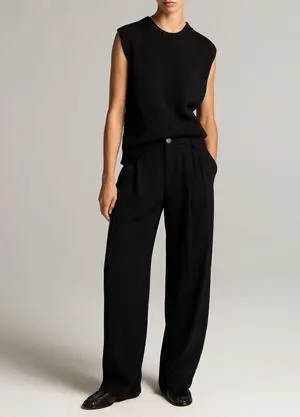 Vince Drop-waist Pleated Wide-leg Crepe Trousers