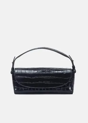Vince Sabrina Croc-embossed Leather Mini Top-handle Bag - Black