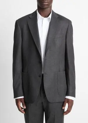 Vince Vince Wool-Silk Flannel Relaxed Sport Coat Charcoal